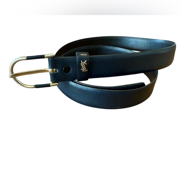 Yves Saint Laurent | Accessories | Ysl Vintage Logo Belt In Blackdark ...